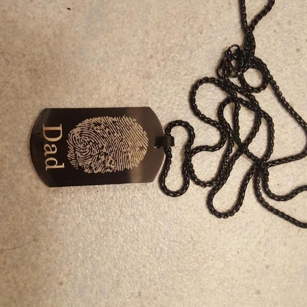 Personalized Finger Print Brushed Finished Dog Tag W/ Name - Laser ...