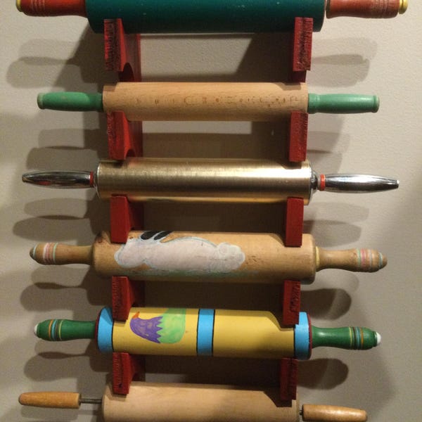 Multiple Rolling Pin Rack, Wooden Rolling Pin Shelf, Rolling Pin ...