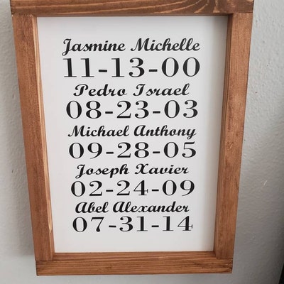 Personalized Date Sign With Names, Family Name and Birthday Sign ...