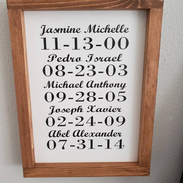 Personalized Date Sign With Names, Family Name and Birthday Sign ...