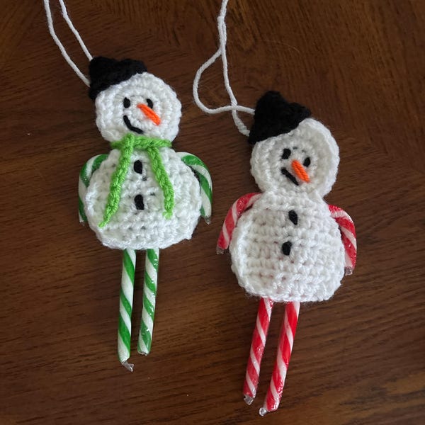 Snowman Candy Cane Holder Crochet PATTERN PDF - Tree Ornament ...