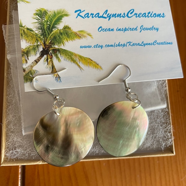 Real Natural Shiny Abalone Shell Seashell Mother of Pearl Disk Ocean ...