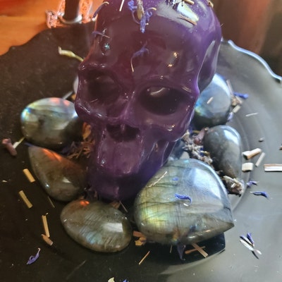 Reversing Skull Candle Black/red, Large for Ritual, Spell Work, Wicca ...