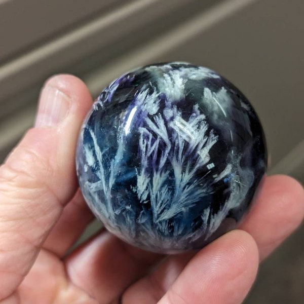 Natural Feather Fluorite Sphere , Snowflake Quartz Crystal Fluorite ...