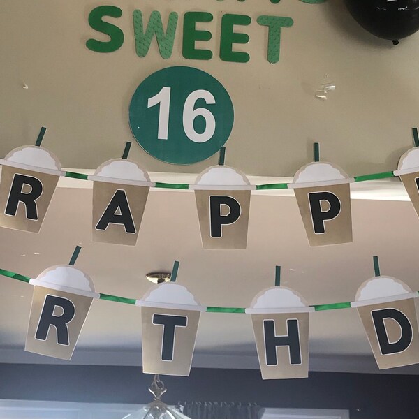 Frappe Birthday Banner INSTANT DOWNLOAD / Coffee Birthday / Frappucino ...