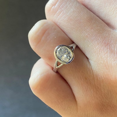 Signature Bezel Set Split Shank Solitaire Wedding Ring, Stunning 1.4 ...