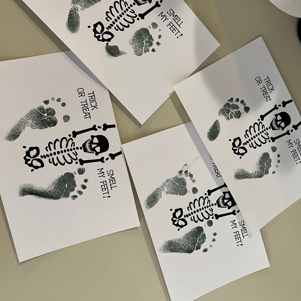 Halloween Skeleton Footprint Art Craft, Trick or Treat Smell My Feet ...