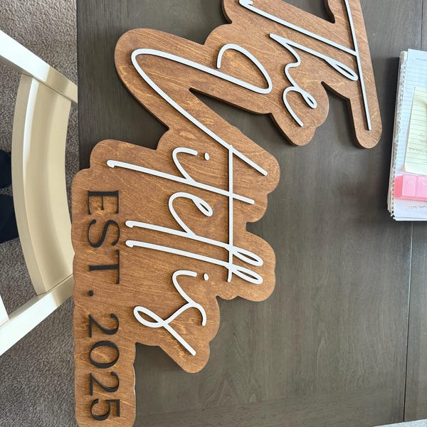 Large Last Name Sign, Cut Out Last Name Sign, Wedding Name Sign, Double ...