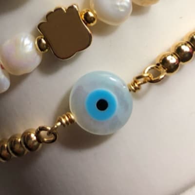 4mm 20mm Mother of Pearl Evil Eye Beads , Evil Eye Beads , Natural ...