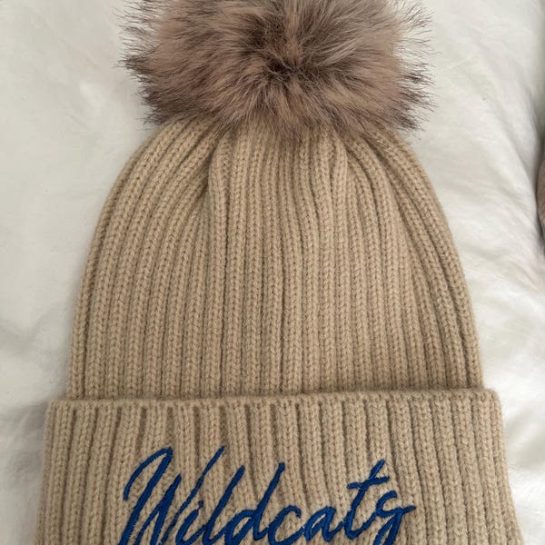 Personalized Embroidered Beanie,baby Beanie With Fur Pom-pom,monogram ...