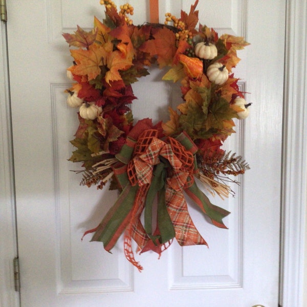 Fall Bow, Happy Fall Y’all Bow, Pumpkin Bow, Leaf Bow, Orange Bow, Fall ...