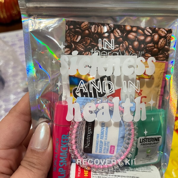 Silver Holographic in Sickness and in Health Hangover Kits Recovery Kit ...