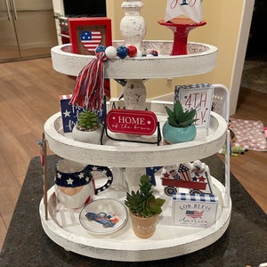 2 Tier Rectangle Tiered Tray Rustic, Cottage, Farmhouse, and Boho Style ...