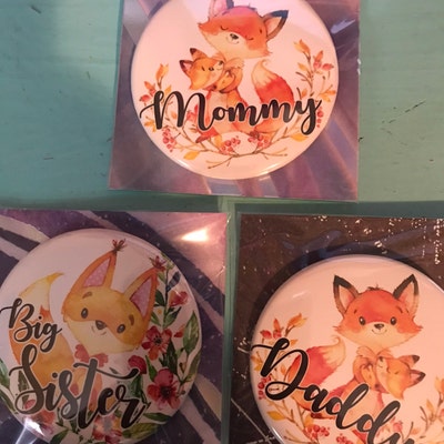 Woodland Baby Shower Mommy to Be Pins Forrest Baby Animal Personalized ...