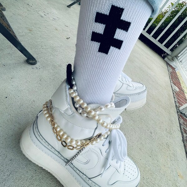 Double Cross Custom Logo Sock Guy Crew Socks - Etsy