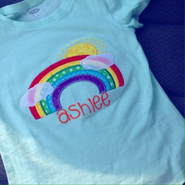 Rainbow Applique Machine Embroidery Design. Sun Applique With Rainbow ...