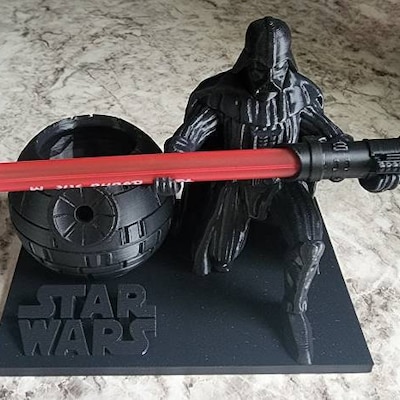 Mandalorian Pen Holder Lightsaber Pen Star Wars Desk Accessory Office ...