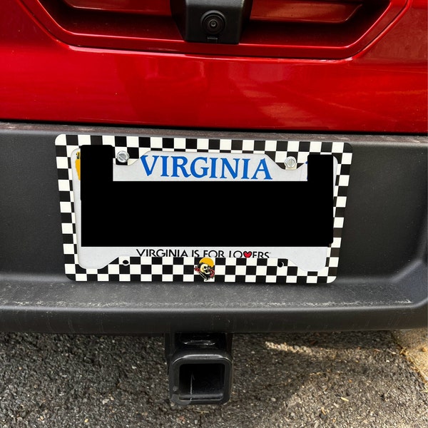 Cool Punk Checkered Skull License Plate | Unique Car Accessories for ...
