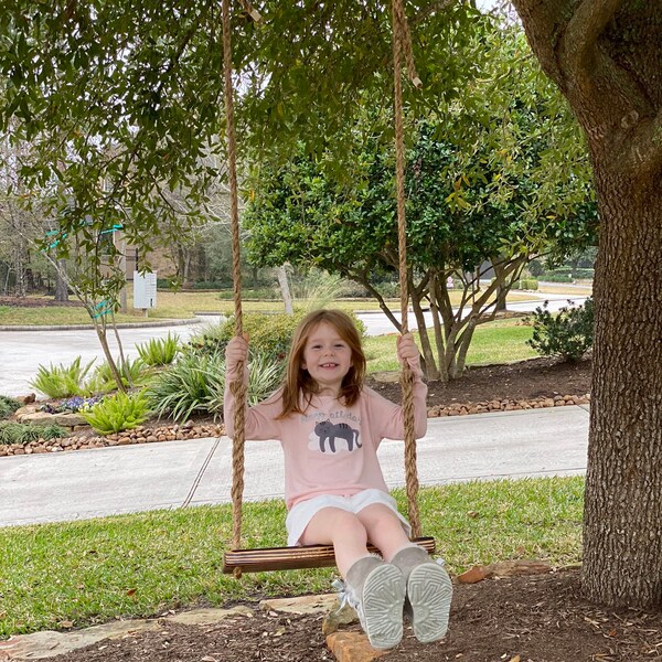 Handcrafted Wooden Tree Swing, Natural or Charred, Rope Included - Etsy
