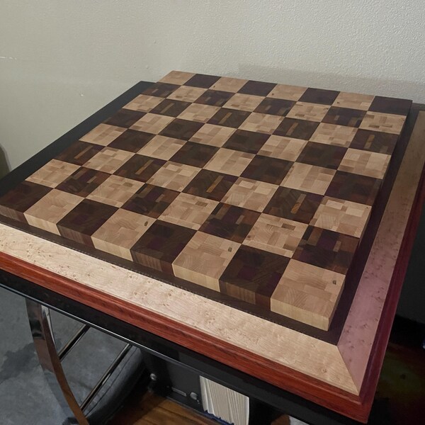Raised Peruvian Walnut and Maple Chess Board W/ Walnut Border - Etsy