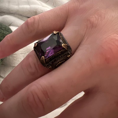 Amethyst Men's Ring, Mens Handmade Ring, Turkish Handmade Silver Men ...