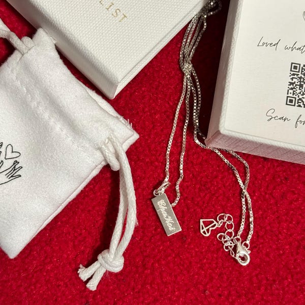 Dainty Name Tag Necklace With Box Chain • Custom Initial Tag Necklace ...