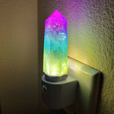 Titanium Quartz Rainbow Aura Crystal LED Gemstone Sensor Night - Etsy