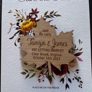 Fall Save the Date Magnet With Cards, Wedding Maple Leaf Save-the-dates ...