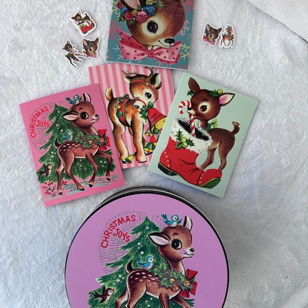 Retro Darling Deer Christmas Wrapping Paper Novelty 50s Decoration ...