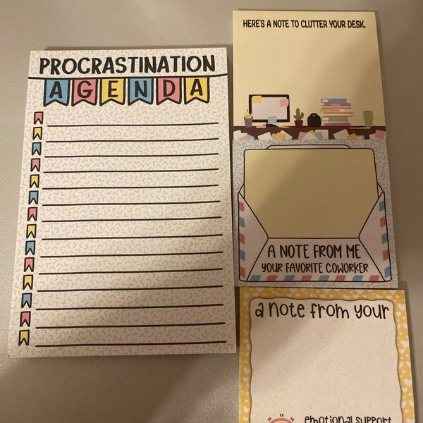 Procrastination Agenda Notepad, Cute Memo Pad, Sarcastic Note Pad ...