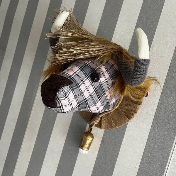 Sheep Head Faux Taxidermy Handmade Fabric Lamb Wall Mounted Ewe Head ...