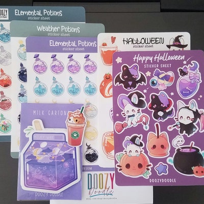 Elemental Potion Sticker Magic Potion Bottle Glossy Stickers 6-pack ...