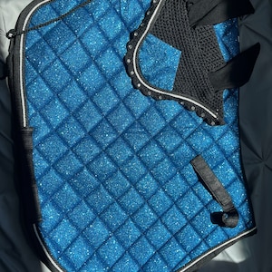 Handmade Glitter Navy Blue Horse English Saddle Pad With Matching Fly ...