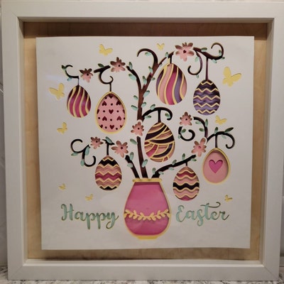 3D Easter Egg Tree Shadow Box, Happy Easter SVG, Easter Tree Shadowbox ...