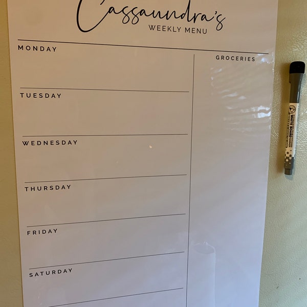 Custom Weekly Fridge Planner - Magnetic Whiteboard Weekly Calendar and ...