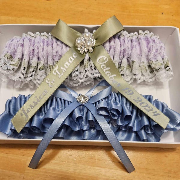 Blue Garter, Wedding Garter Set, Bridal Garter Personalized Toss ...