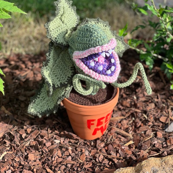 Mean Green Carnivorous Plant Crochet Pattern, Monster Crochet Sculpture ...