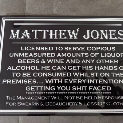 Personalised Licensee Aluminium Metal Sign Customised With - Etsy