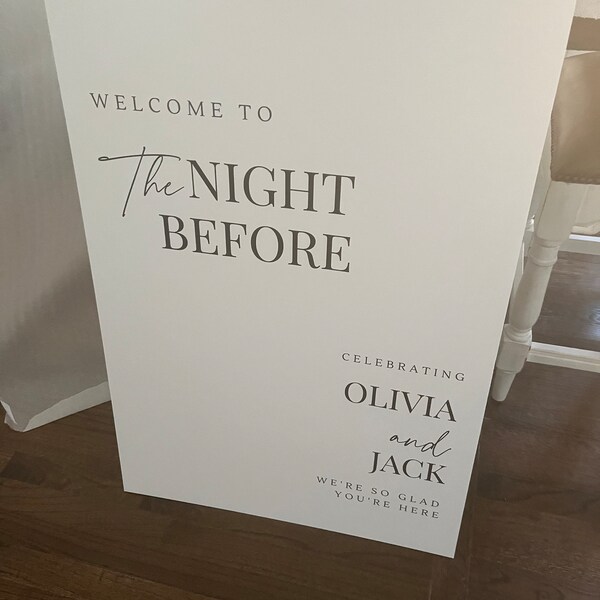 Welcome to the Night Before Sign Wedding Rehearsal Welcome Sign Printed ...