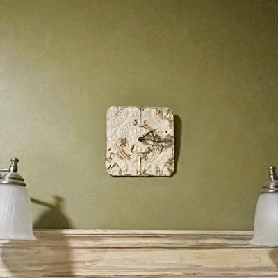 Vintage, Unique Upcycle Wall Décor Ceiling Tin Clock With off Center ...