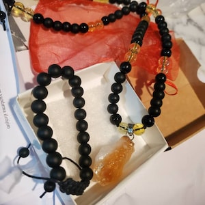 Lion Necklace Men's Natural Tiger Eye Black Onyx Beaded - Etsy