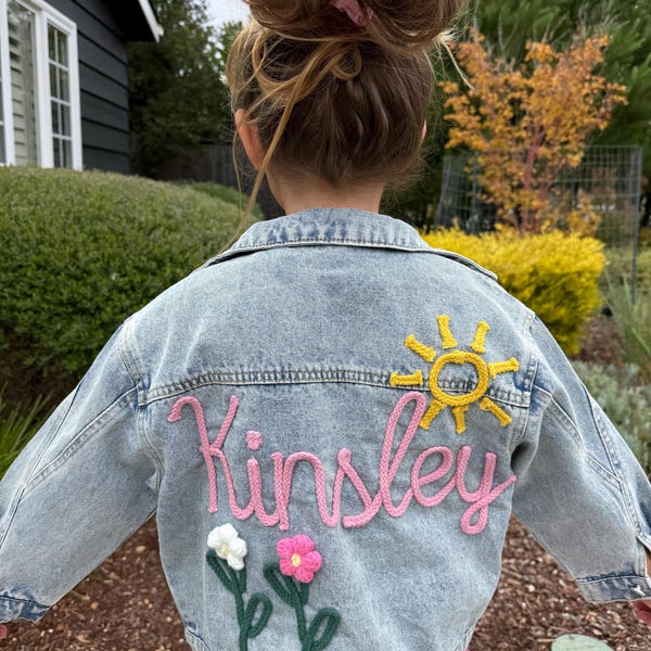 Personalized Kids Name Jean Jacket, Custom Girls Toddler Name Letter ...