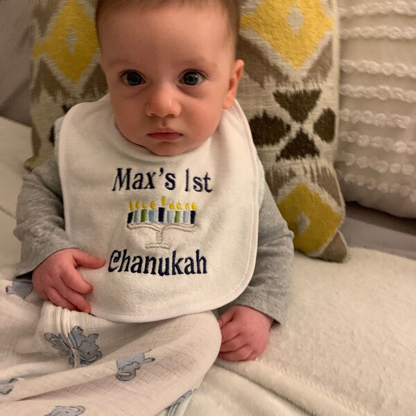 First Chanukah/hanukkah Bibs - Embroidered, Personalized - Etsy