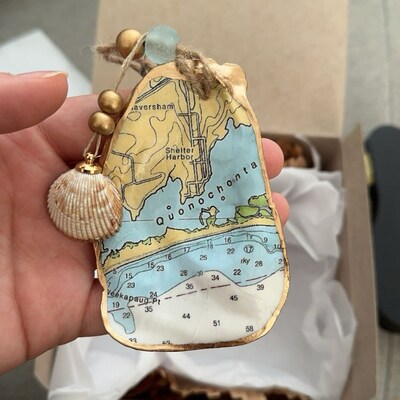 Map or NOAA Chart Shells Gilded and Decoupaged Natural Clam Shells - Etsy