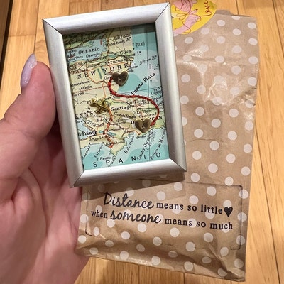 Long Distance Gift, Two Maps in One, Custom Map Gift, Maps in Frame ...