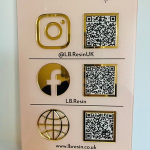 Multi QR Code Instagram Facebook Business Social Media Sign - Etsy