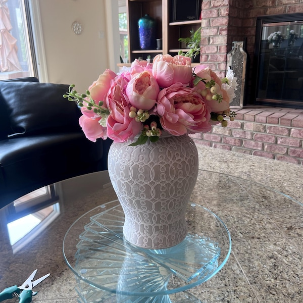 14 Gray Roses Buds, Long Stems, Bush Bouquet, Artificial Roses, Silk ...