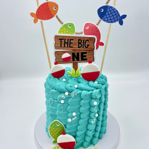 Fishing Cake Toppers, Printable Cake Toppers, the Big One Cake Topper ...