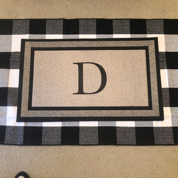 Single Initial Monogram Doormat, Classic Serif Style Letters ...