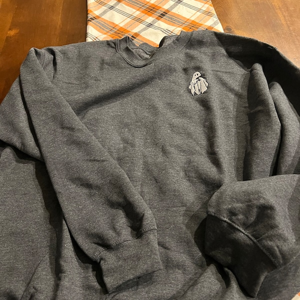 Embroidered Ghost Sweatshirt, Halloween Sweatshirt, Black Cat, Fall ...